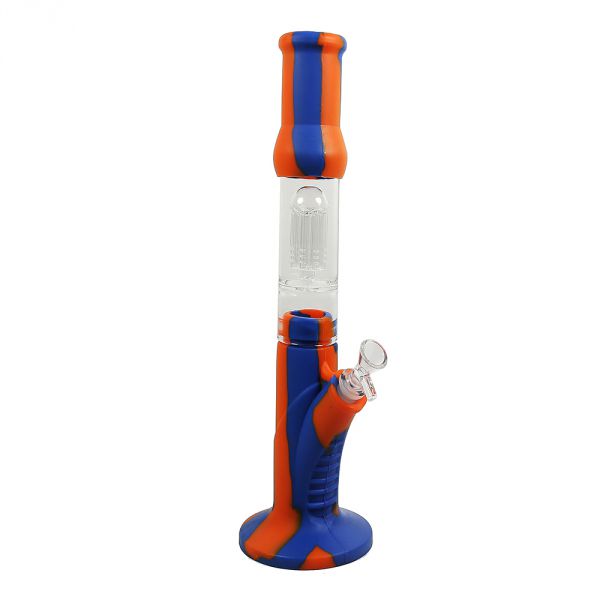 Slim Silicone Bong with Glass Percolator : Shiva